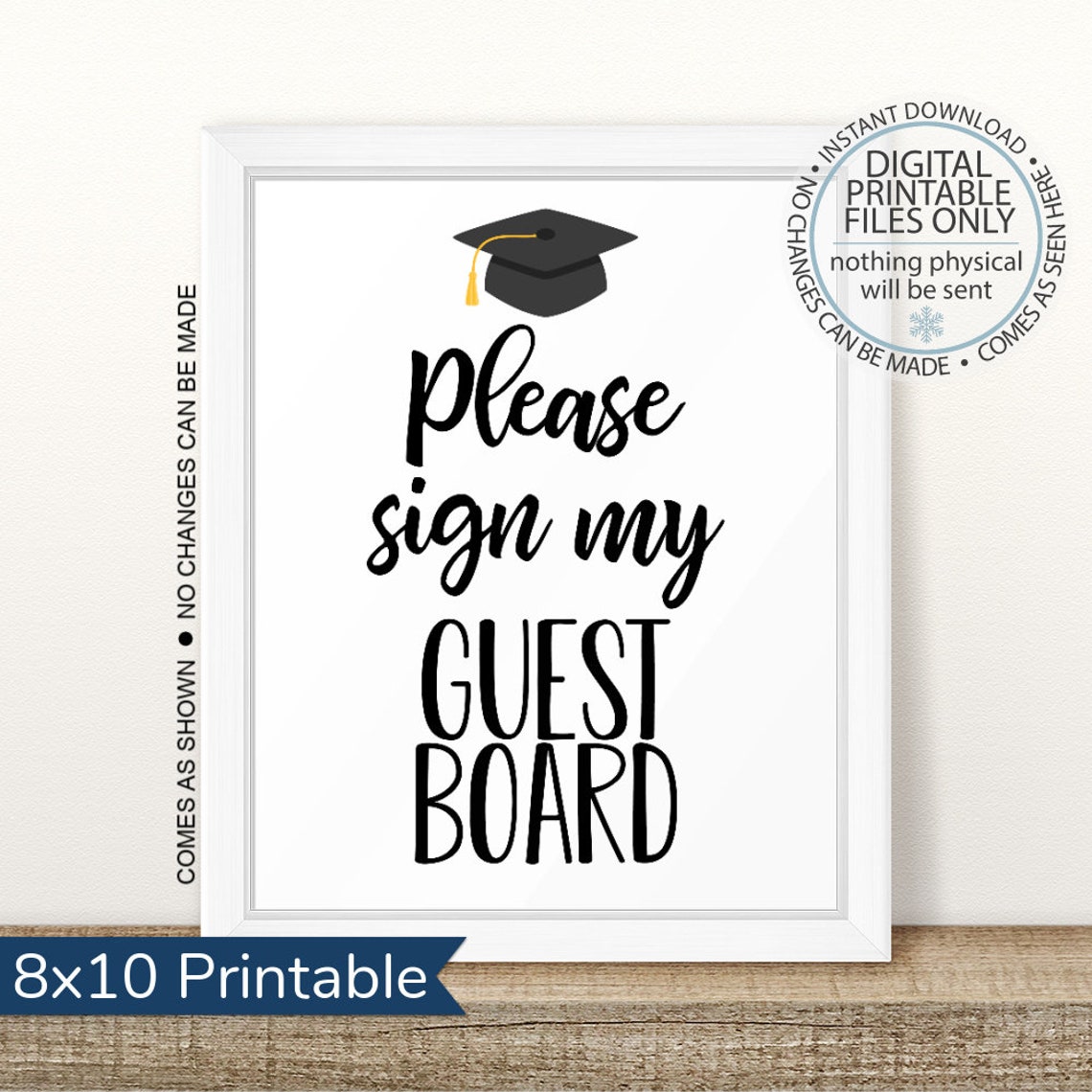 Graduation Guest Board Sign, Sign My Guest Board, Graduation Party ...