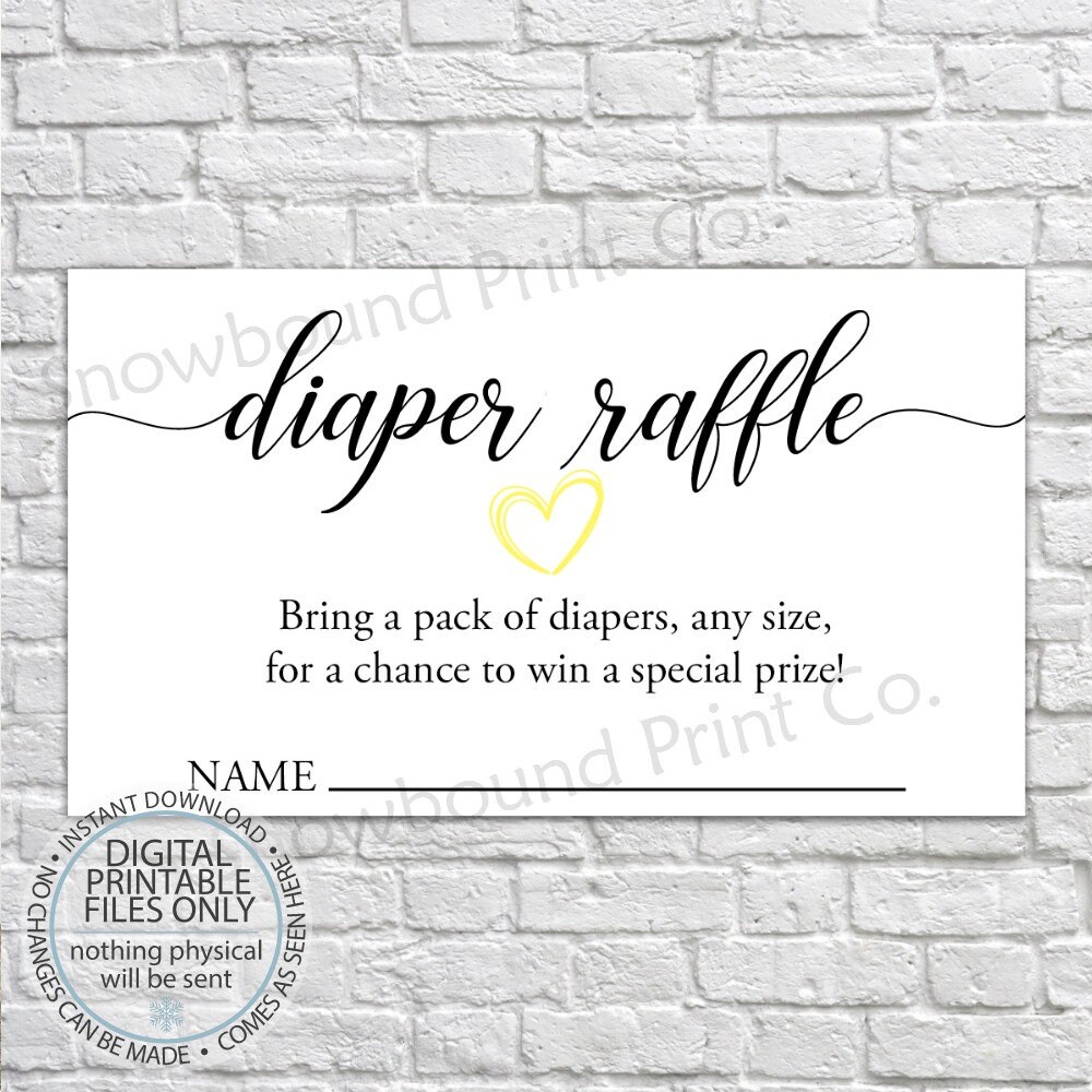 Diaper Raffle Insert Baby Shower Game Diaper Raffle Ticket | Etsy