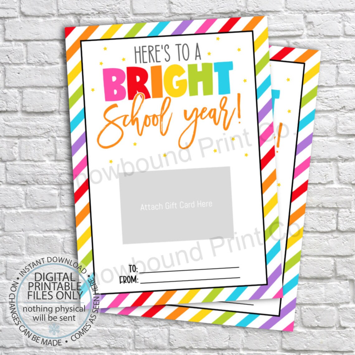 Printable Back to School Teacher Gift Here's to a Bright - Etsy