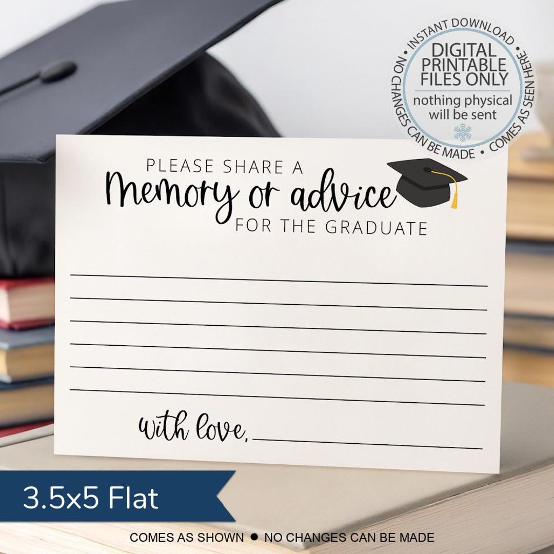 Printable Advice to the Grad Card, Graduate Advice Card, Graduation ...