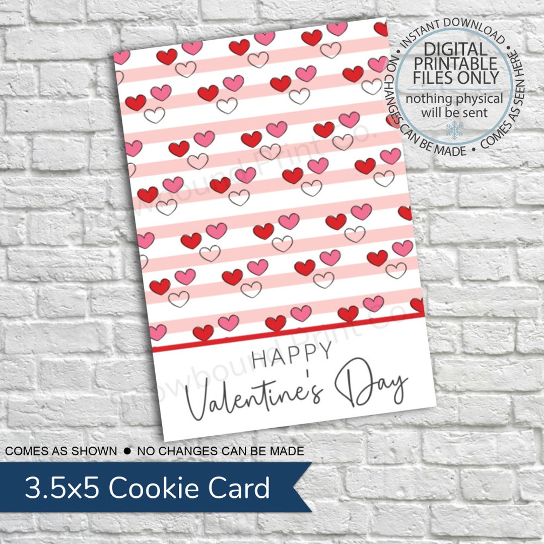 PRINTABLE Mini Cookie Card 3.5x5 Happy Valentine's Day, Valentine ...