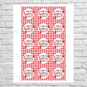 Printable Berry Thank You Tags, Teacher Gift Tags, Thank You Berry Much ...