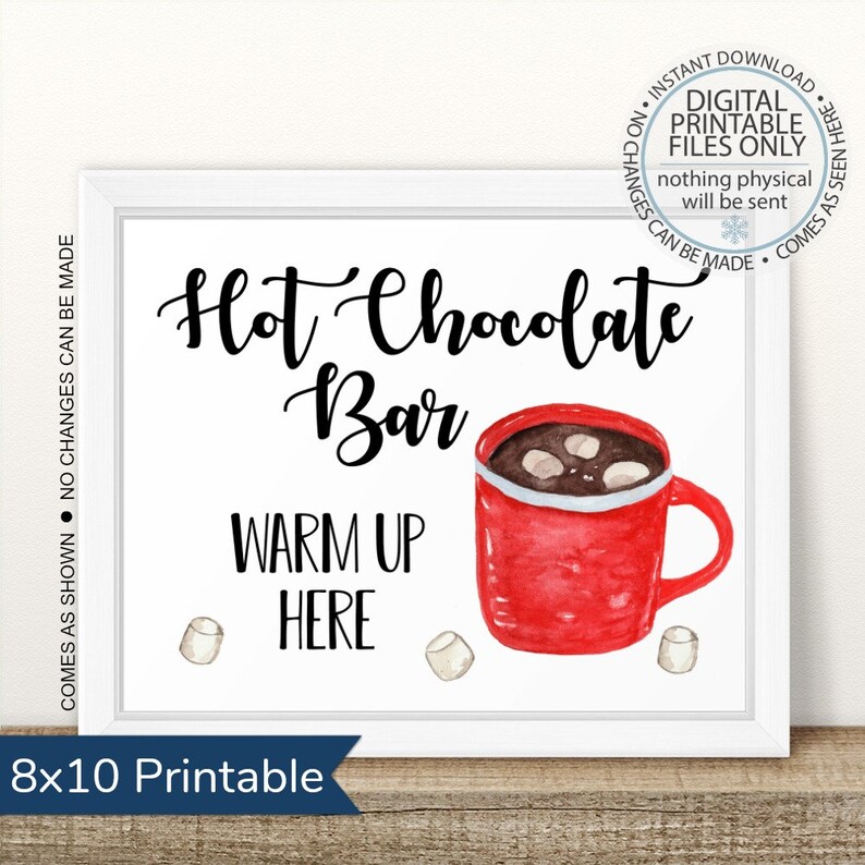 Printable Hot Cocoa Sign Holiday Decor Christmas Sign Hot - Etsy