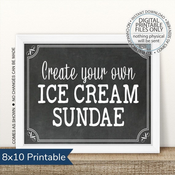 Printable Ice Cream Bar Sign Printable Dessert Table Sign - Etsy