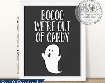 Out of Candy Halloween Sign, Trick or Treat Sign, Out of Candy Door ...