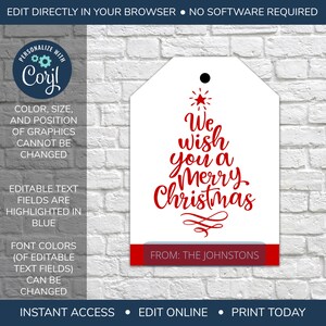 EDITABLE We Wish You a Merry Christmas Gift Tags, Christmas Favor Tags ...