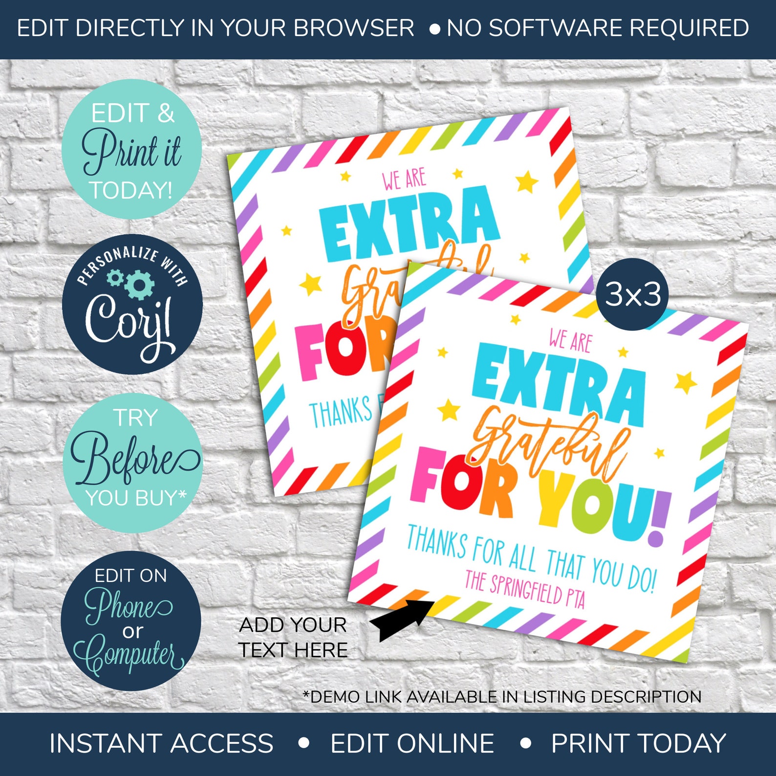 EDITABLE We Are Extra Grateful for You Tag, Extra Gum Gift Tag, Teacher ...