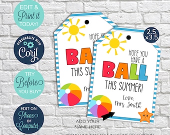 EDITABLE Have a Great Summer Tag, End of School Year Tag, Candy Tag ...