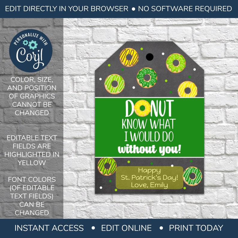 EDITABLE Donut Thank You Tags, Teacher Gift Tags, Donut Know What I ...