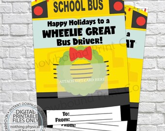 Instant Download School Bus Driver Christmas Gift Card Holder, Bus ...