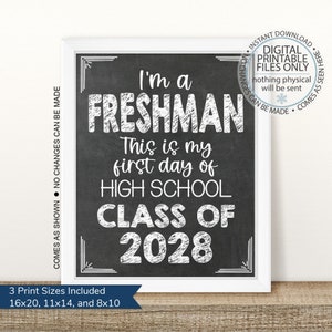 I'm a Freshman, First Day of Freshman Year, Printable First Day, Back ...