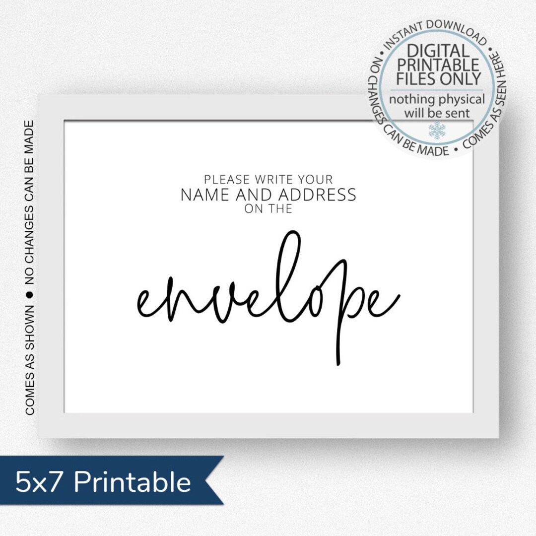 Printable Write Your Address Sign, Address an Envelope, Envelope ...