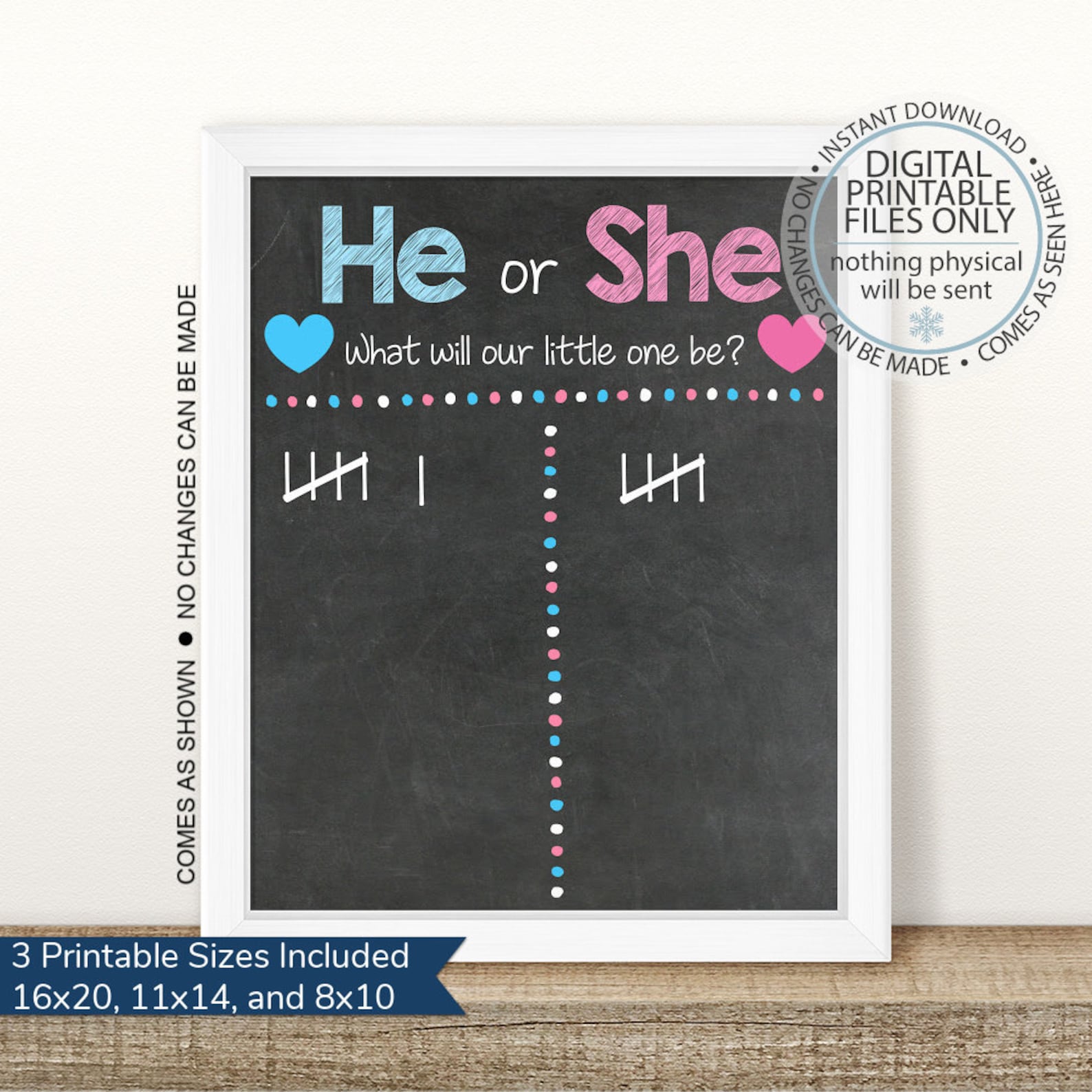 Printable Gender Reveal Board He or She Voting Board Gender - Etsy
