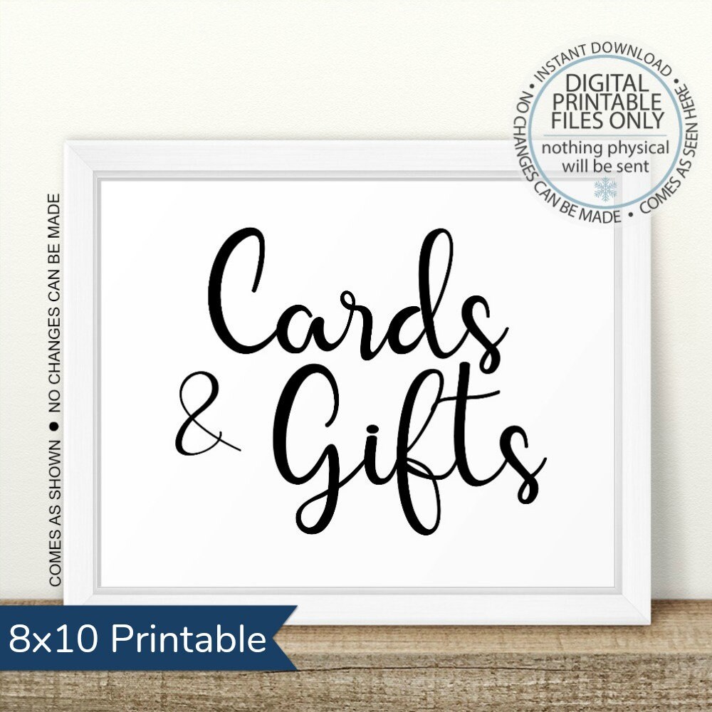 Printable Cards and Gifts Sign Printable Gift Table Sign | Etsy