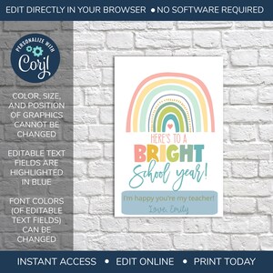 EDITABLE Here's to a Bright School Year Tag, Back to School Year Tag ...