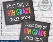Printable First Day & Last Day of Eighth Grade 2023-2024 - Etsy