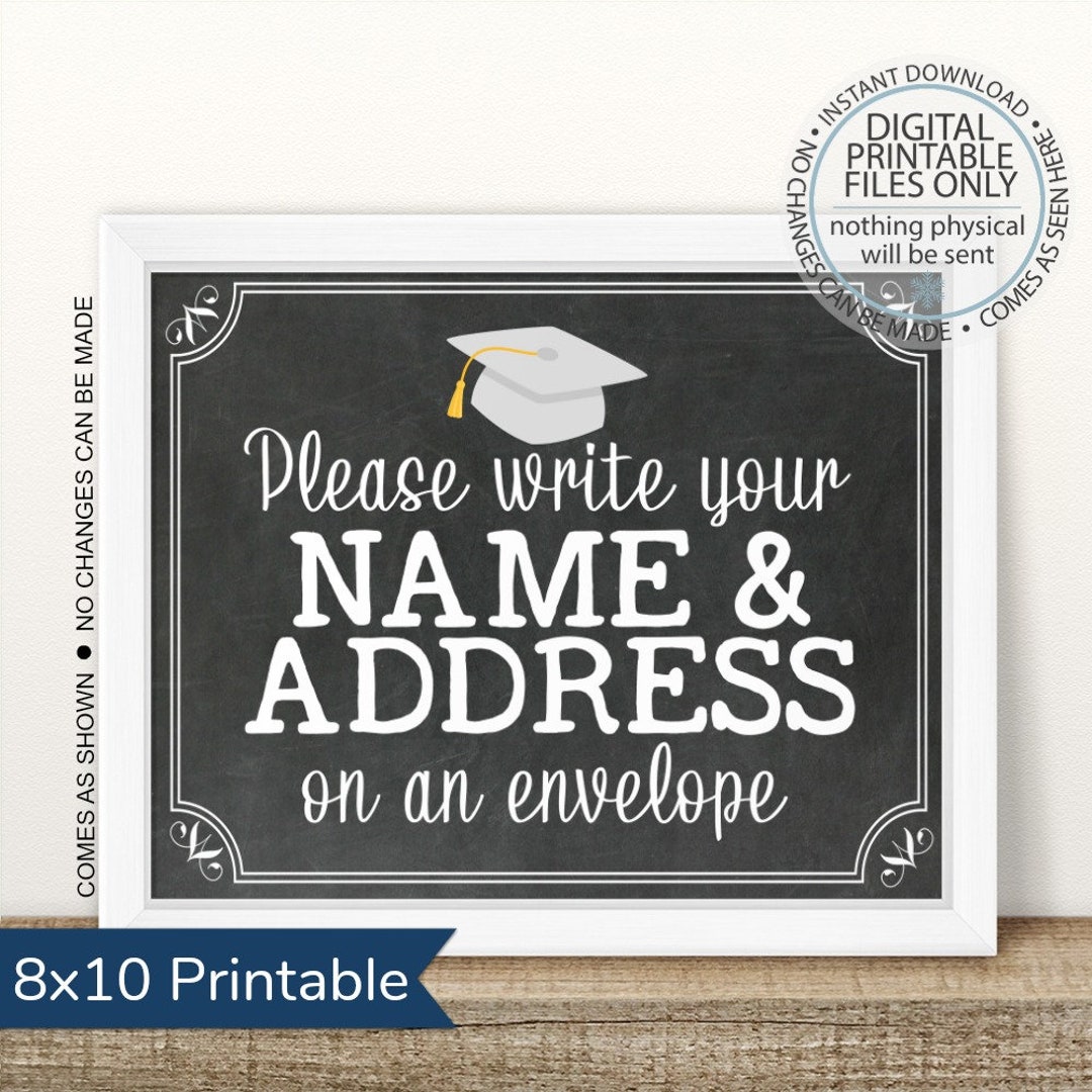 Printable Graduation Address Your Envelope Sign, Address Your Thank You ...