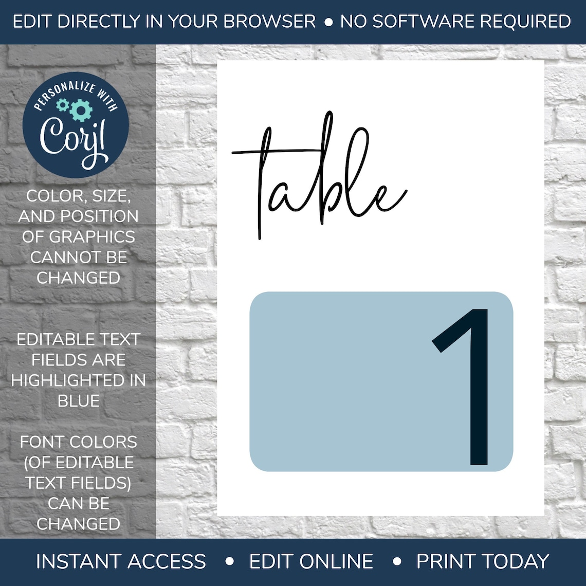 EDITABLE Reception Table Card Template Wedding Table Numbers - Etsy