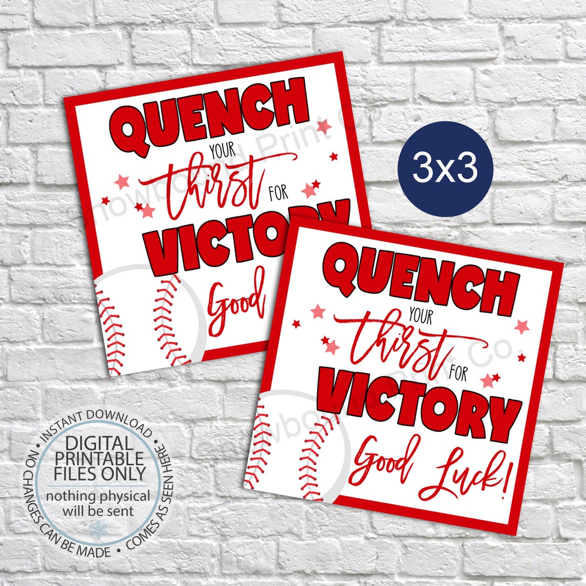 Printable Good Luck Baseball Tag, Quench Your Thirst for Victory Tag ...