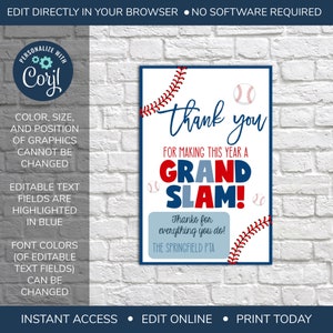 EDITABLE Baseball Appreciation Tag, Coach Appreciation Gift ...