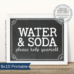 Printable Water and Soda Sign, Open House Sign, Wedding Sign, Drink ...