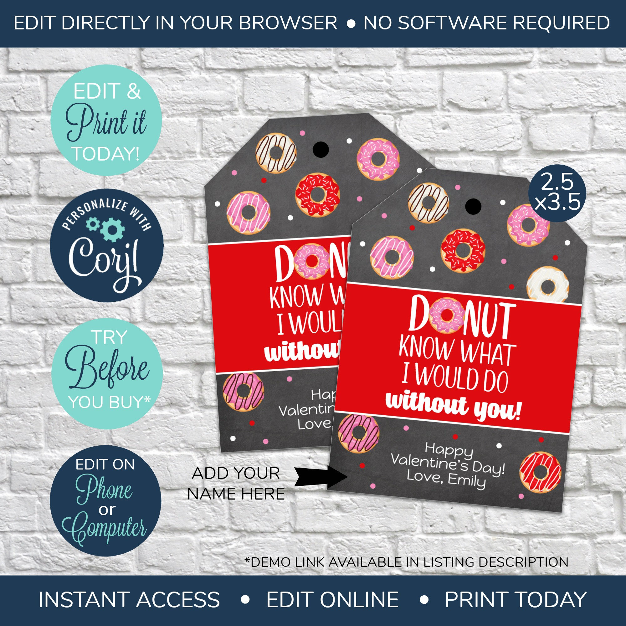 EDITABLE Donut Thank You Tags, Teacher Gift Tags, Donut Know What I ...
