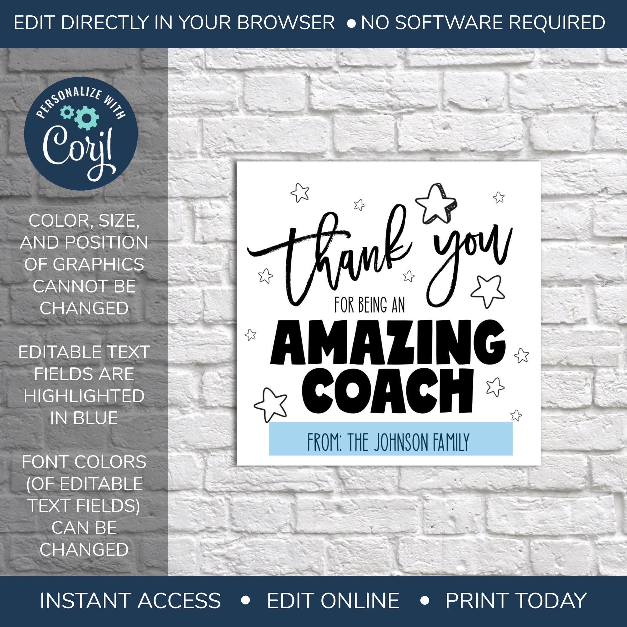 EDITABLE Coach Appreciation Gift Tag Coach Gift Tag School - Etsy
