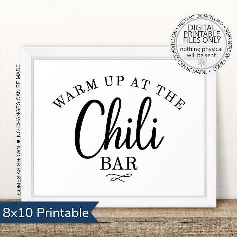 Printable Chili Bar Sign Holiday Decor Christmas Sign Chili - Etsy
