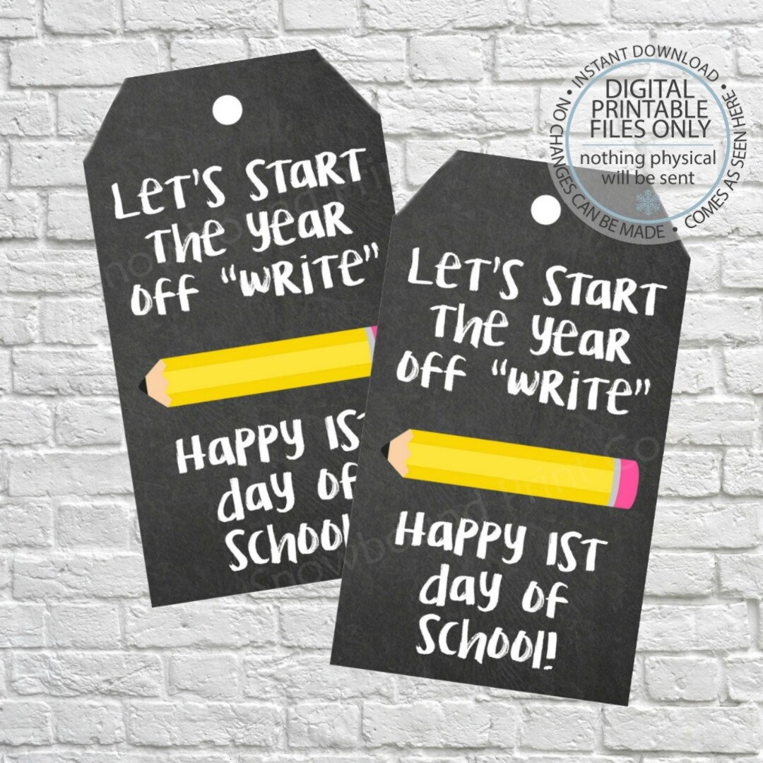 Printable First Day of School Teacher Gift Tags, Teacher Appreciation ...