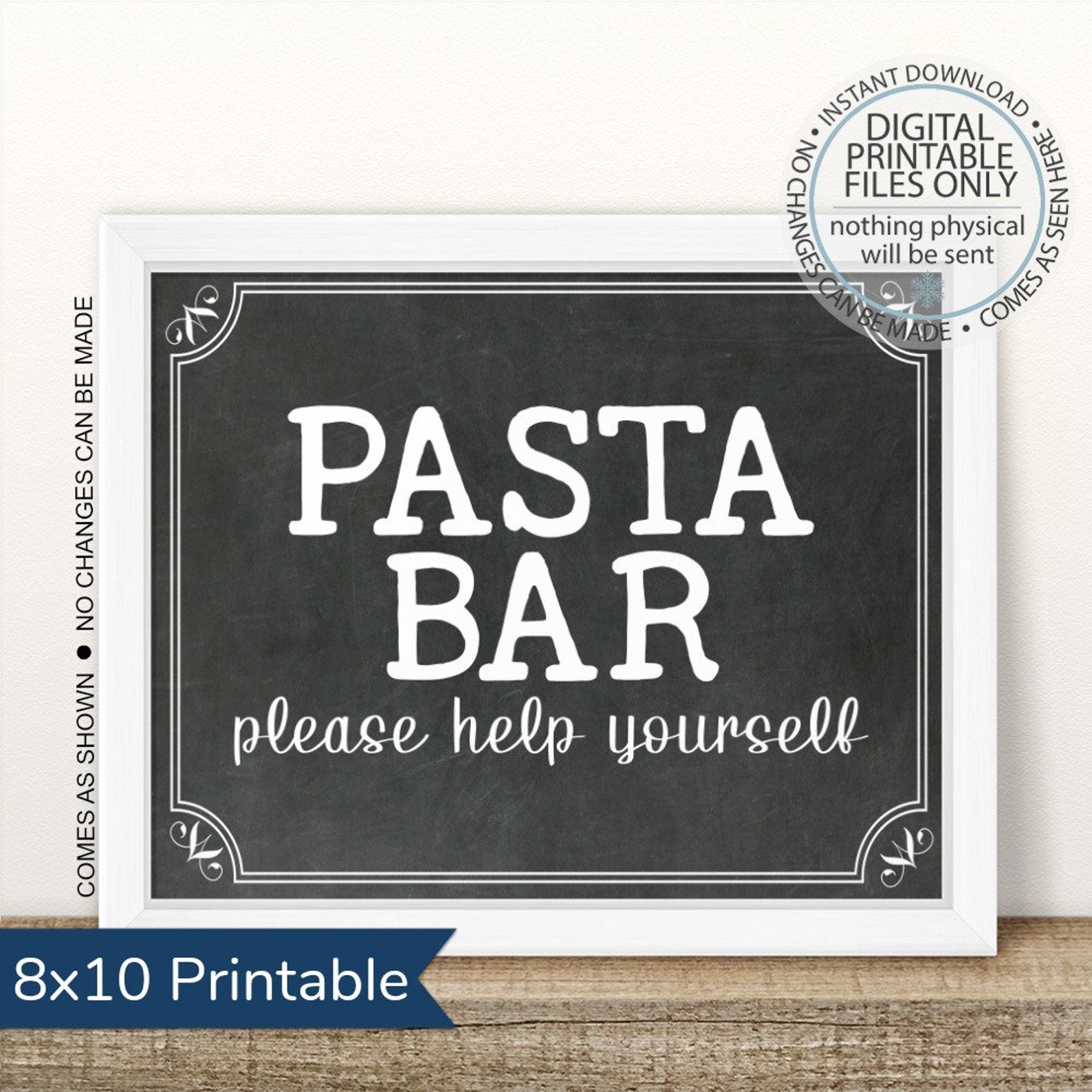 Printable Pasta Bar Sign Printable Pasta Table Sign Pasta | Etsy
