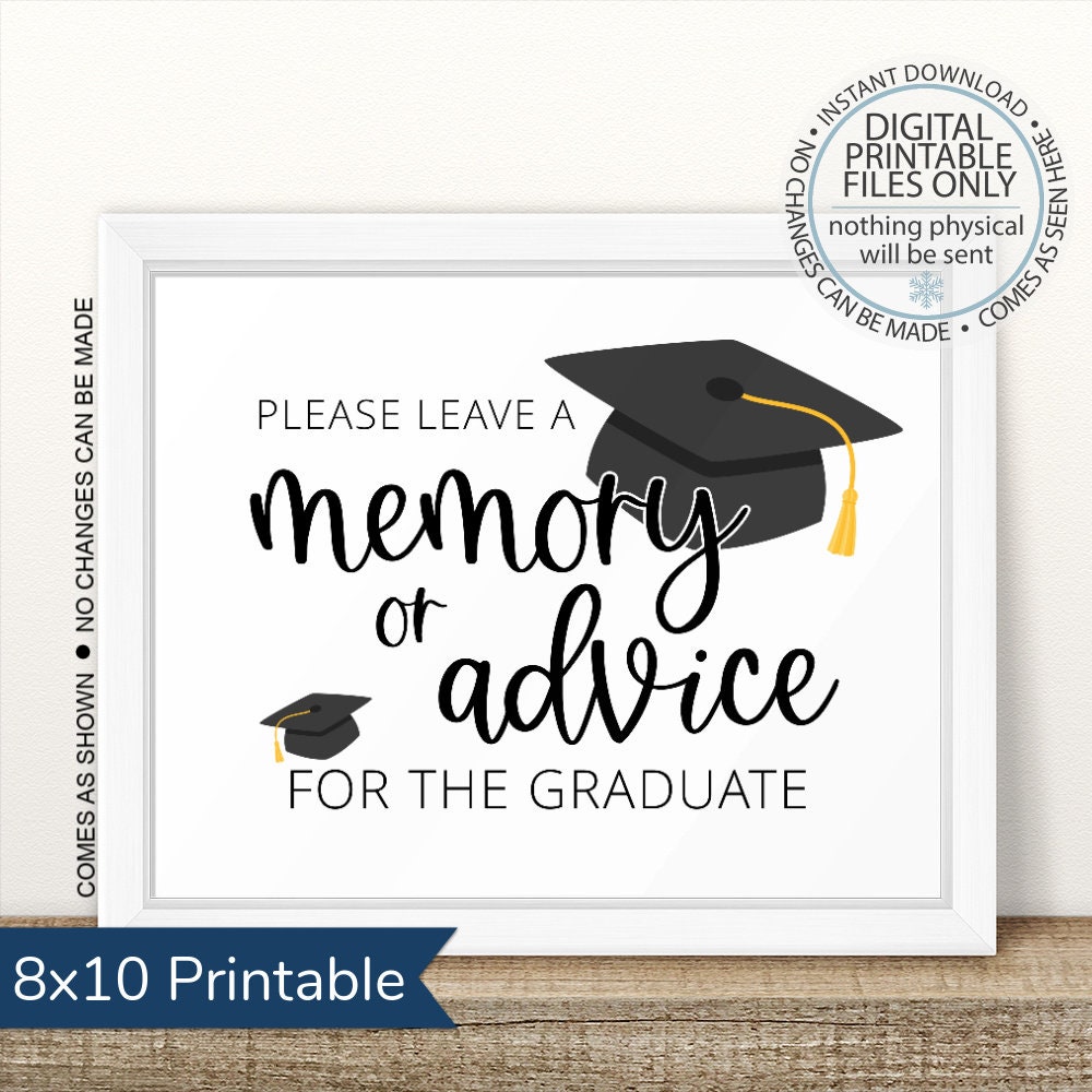 Printable Advice for the Graduate Sign, High School Graduation, College ...
