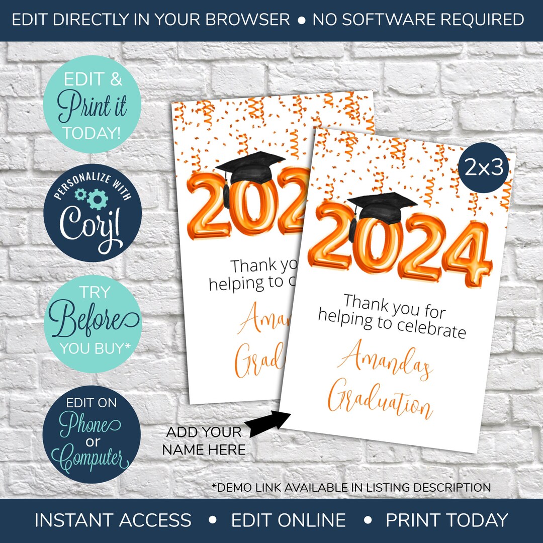 EDITABLE Graduation Party Favor Tags, Red Graduation Favor Tags ...