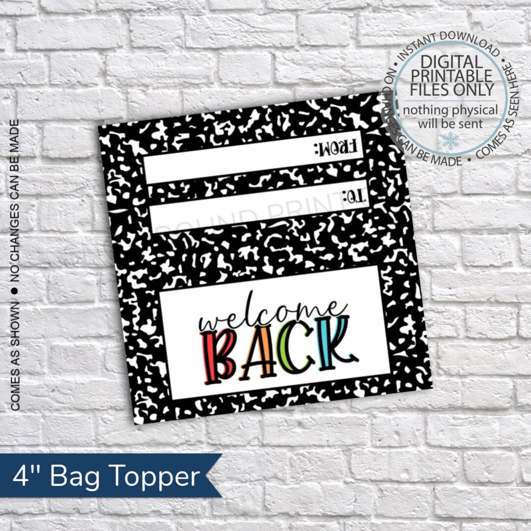 Printable Back to School Treat Bag Toppers 4 Inch Gift Bag Toppers ...