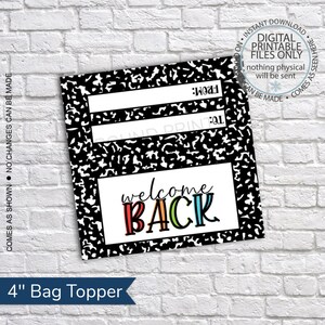 Printable Back to School Treat Bag Toppers 4 Inch Gift Bag Toppers ...