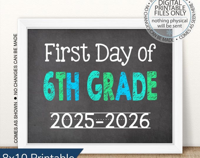 6TH GRADE Chalkboard Sign - Etsy