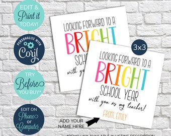 Teacher Highlighter Bright Editable PDF Gift Tag, Instant Download 4 ...