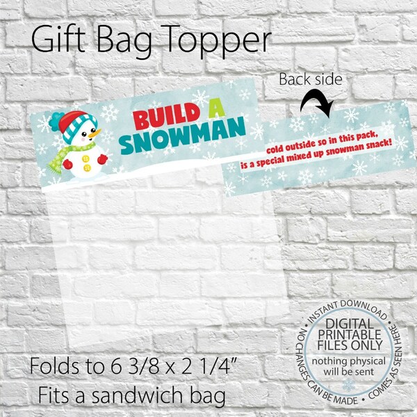 Snowman Bag Topper - Etsy