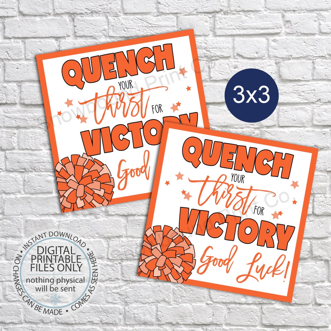Printable Good Luck Cheer Tag, Quench Your Thirst for Victory Tag ...