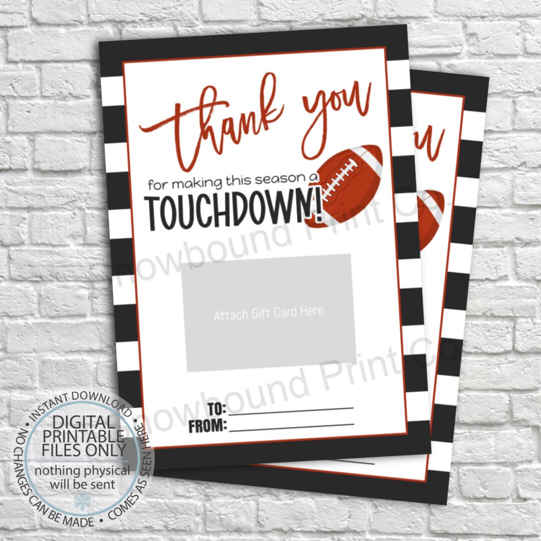 Printable Football Coach Gift Card Holder, Printable Gift Card Holder ...