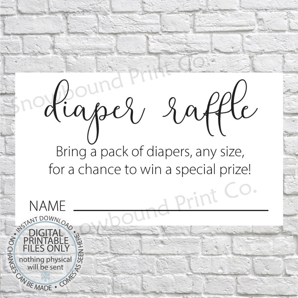 Diaper Raffle Insert Baby Shower Game Diaper Raffle Ticket | Etsy