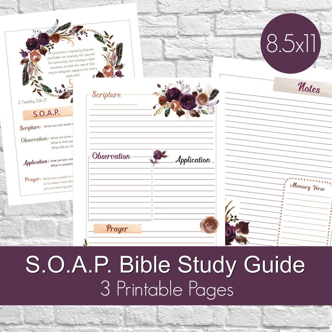 S.O.A.P. Bible Study Guide Printables PDF - Letter Size - SOAP ...