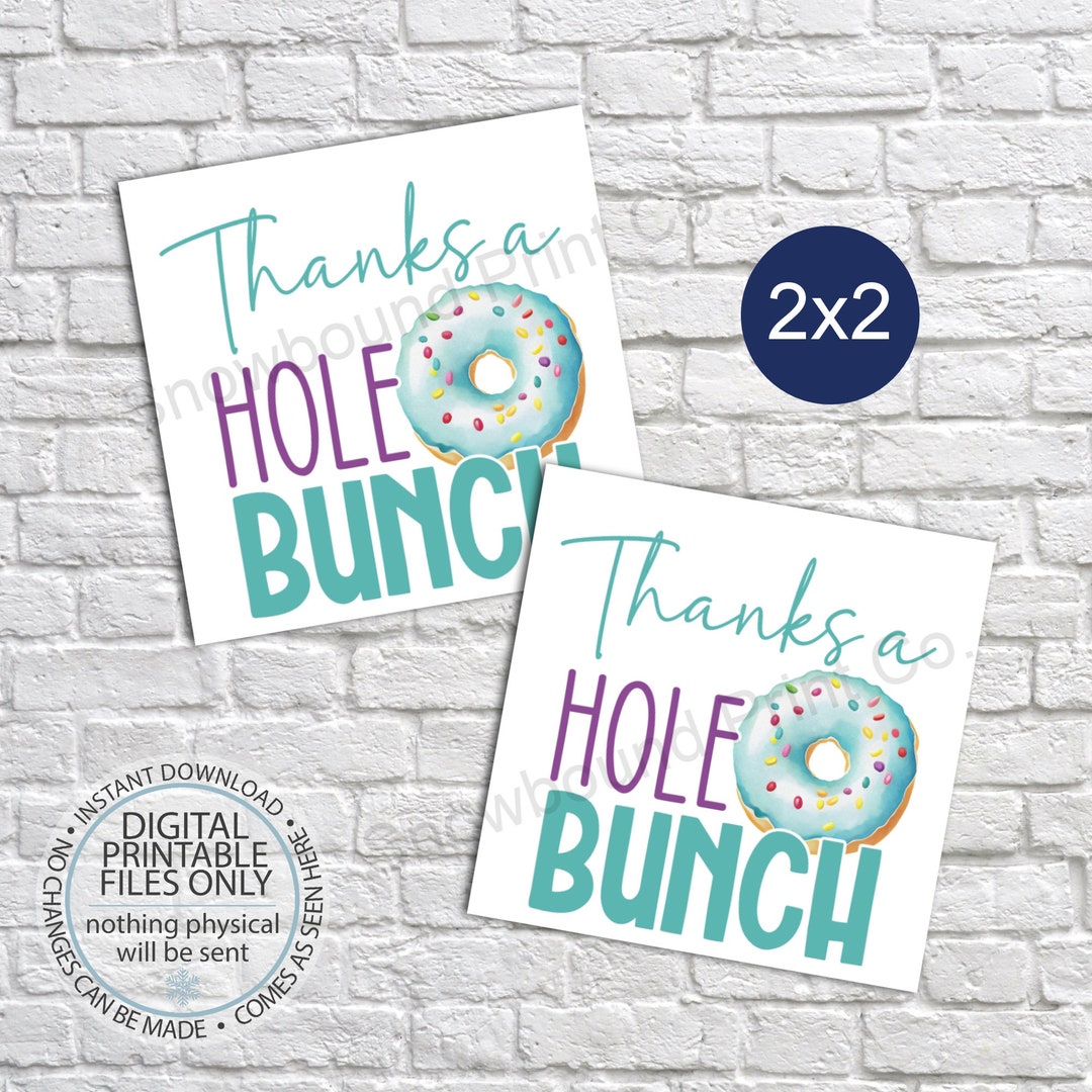Printable Thanks A Hole Bunch Donut Favor Tags, Donut Birthday, Thank ...