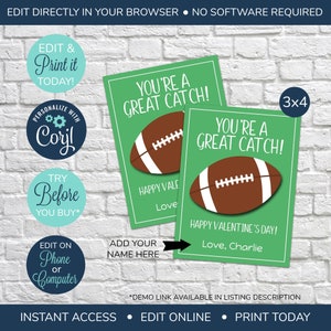 EDITABLE Classroom Valentine's Day Cards, You're a Great Catch ...