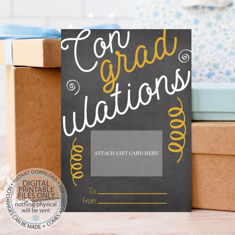 Printable Graduation Gift, Congratulations Gift Card Holder, Graduation ...