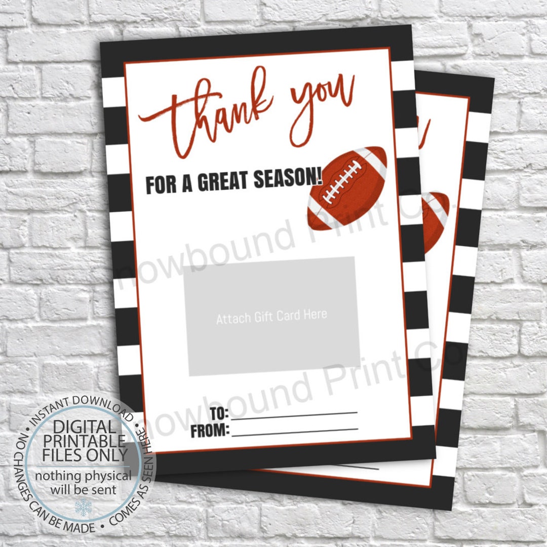 Printable Football Coach Gift Card Holder, Printable Gift Card Holder ...