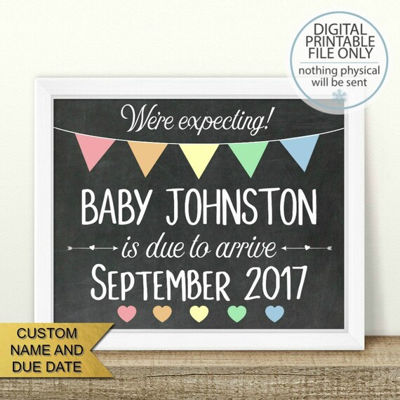 Wall Décor Prints Home Décor Custom Pregnancy Announcement Pregnancy ...