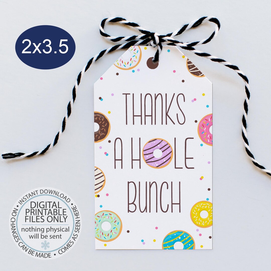 Donut Favor Tags, Donut Birthday, Thank You Tags, Doughnut Birthday ...