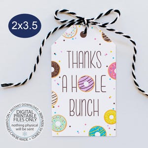 Donut Favor Tags, Donut Birthday, Thank You Tags, Doughnut Birthday ...