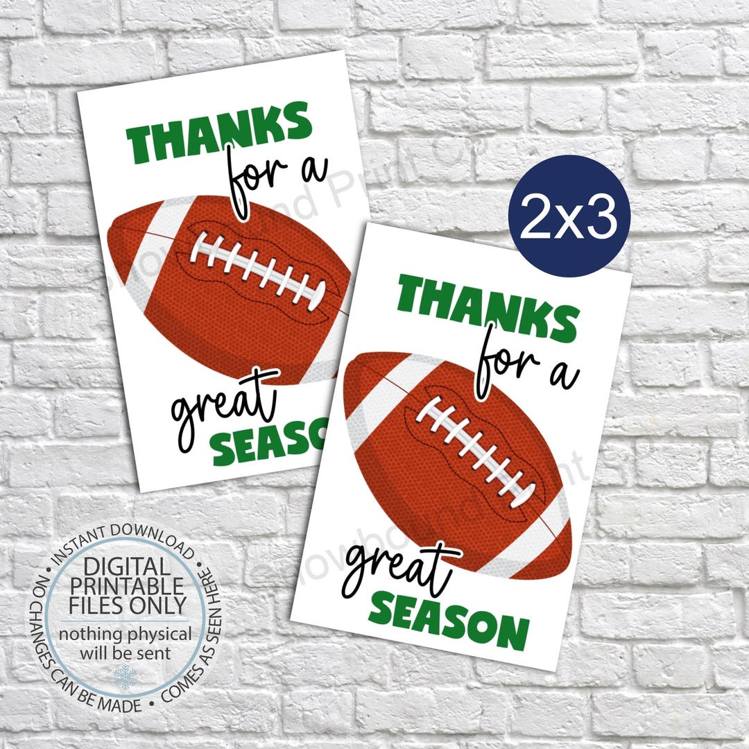 Printable Thank You Gift Tag for Football Coach, Gift Idea for Football ...