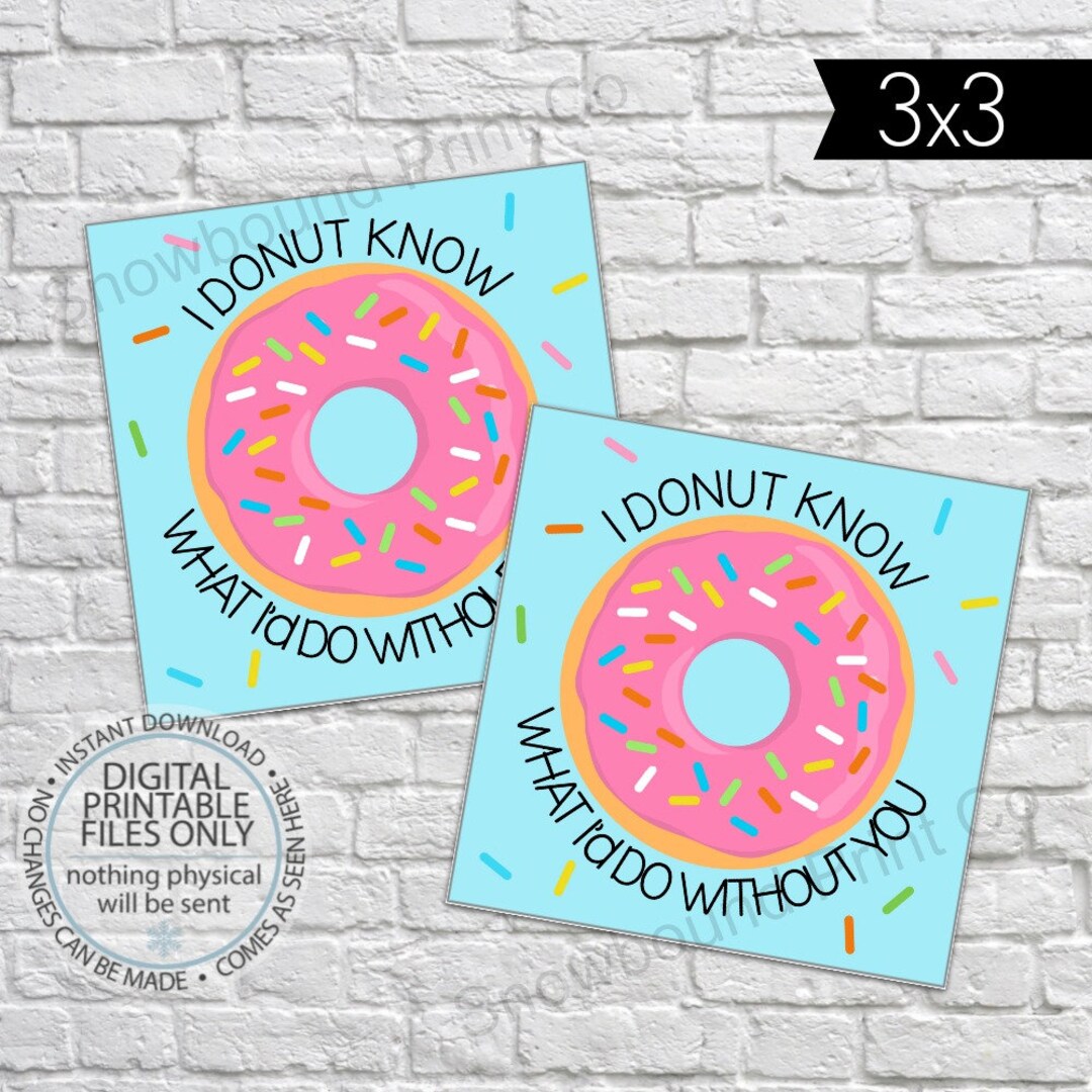 Donut Thank You Tags, Teacher Gift Tags, Donut Know What I Would Do ...
